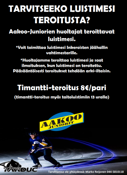 Tarvitseeko luistimesi teroitusta? :: Aakoo-juniorit ry
